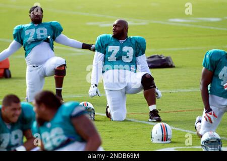 Miami Dolphins player Montavious Stanley (73) and Tony McDaniel (78 ...