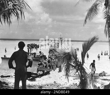U.S. marines made an unopposed landing on Nanumea Island in the Ellice ...