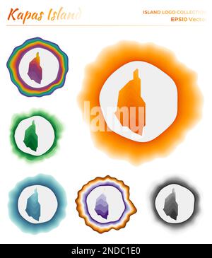 Kapas Island badge. Bright gradient logo in low poly style ...