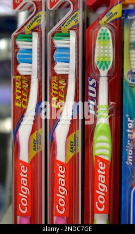 Colgate toothpaste on display at a grocery store in Palo Alto, Calif ...
