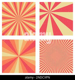 Retro banner with sun and rays. Sunburst, burst summer background ...