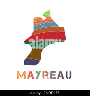 Mayreau map. Map of the island with beautiful geometric waves in red ...