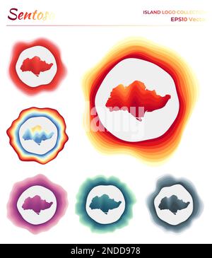 Sentosa badge. Bright gradient logo of island in low poly style ...