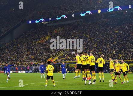 Reece James of Chelsea takes a free kick during the Premier League ...