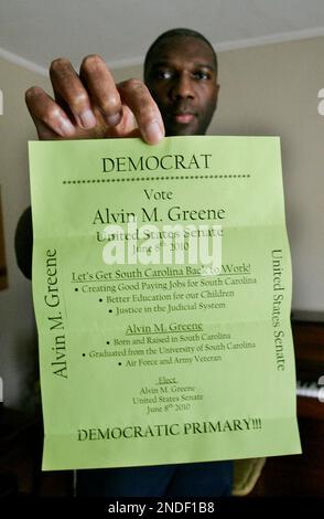 Democratic candidate for U.S. Senate, Alvin Greene, right, appears with ...
