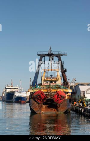 Saldanha port, west coast, South Africa. 2023. Stern view of a trawler ...
