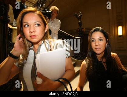 Manuel Noriega's daughters Sandra, left, and Thays arrive at the Paris ...