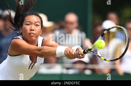 Vania King of the United States makes a forehand return during her ...