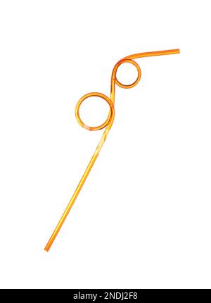 Orange plastic loop straw for drink isolated on white Stock Photo - Alamy