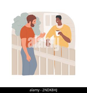 Neighbors meeting isolated cartoon vector illustration. Diverse people ...