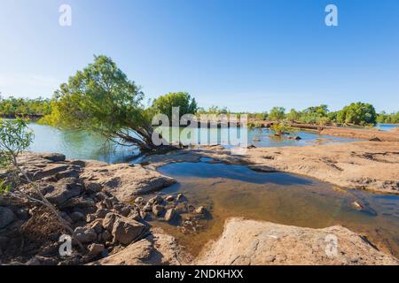 View of the Leichhardt River at Leichhardt Falls near Burketown ...