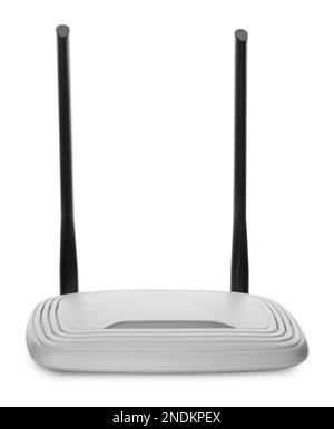 New stylish Wi-Fi router on grey background Stock Photo - Alamy