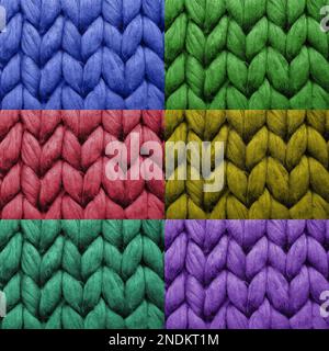Collage with texture of different knitted fabric Stock Photo - Alamy