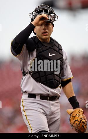 Pittsburgh Pirates catcher Jason Jaramillo, right, can't get the tag on ...