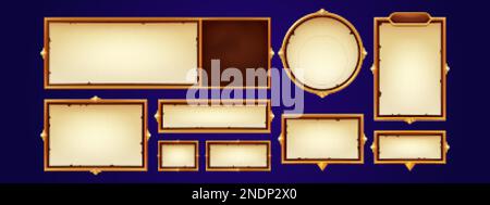 Game dialogue boxes, speech bubbles and frames for text. Banners with ...