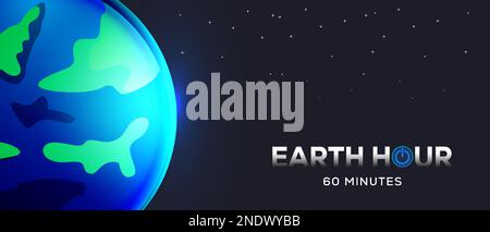 Earth Hour Day Horizontal Banner Flat Cartoon Hand Drawn Templates ...