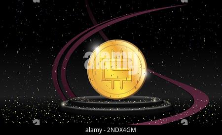 Golden coin Stepn GMT in isometric view isolated on white. Vector ...