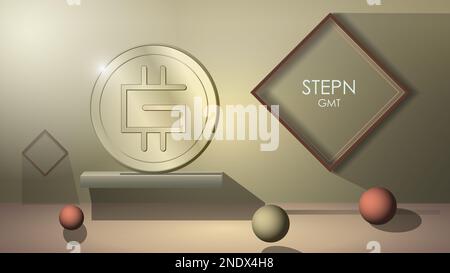 Stepn GMT token symbol in digital circle with futuristic cryptocurrency ...