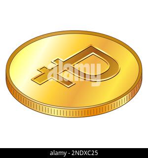 Digital Ruble currency symbol in gold version, Russia, illustration ...
