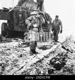 Dead German bodies lying on a battlefield during the Battle of the ...