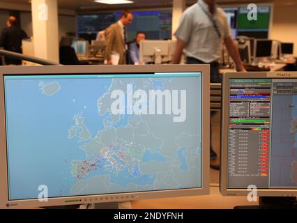 In this photo of a computer display at the European air navigation ...