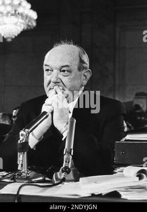 Dean Rusk before the Senate Foreign Relations Committee 1968 Stock ...