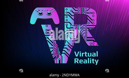 Colorful letters VR abbreviation for Virtual Reality perforated with ...