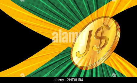 Jamaican dollar JMD currency golden signs, silhouette and outline ...