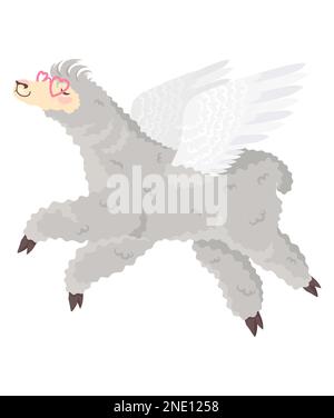 Funny lama with angel wings flat vector icon Stock Vector Image & Art ...
