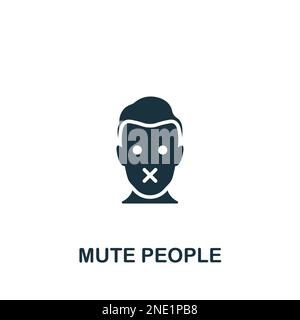 Mute people icon. Monochrome simple sign from freedom collection. Mute ...