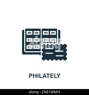 Philately icon. Monochrome simple sign from hobby collection. Philately ...