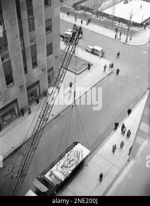 New York, New York: 1940 Isamu Noguchi with a reflection of the ...