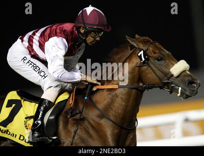 Al Shemali ridden by Royston Ffrench, seen, after winning the Dubai ...