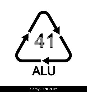 Aluminium recycling symbol ALU 41, metals recycling code ALU 41, vector ...