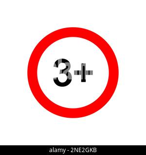 Three plus sign. Number 3 in circle isolated on white background. Age ...