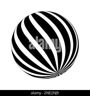 Spherical shape with twisted black and white stripes. 3D sphere model ...