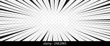 Manga emphasis effect template on transparent background. Radial black ...