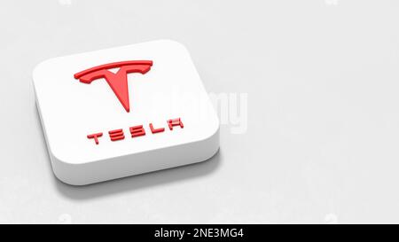 Tesla App Icon on Gray Background with Copy Space Stock Photo - Alamy