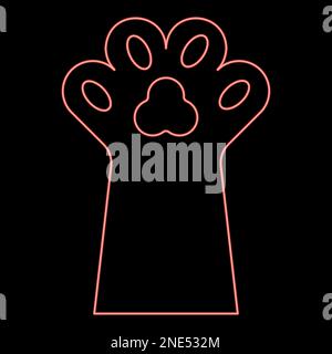Neon paw cat pet concept red color vector illustration image flat style ...