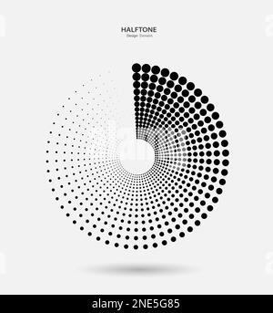 A black circle of dotted semitones on a light background. A design ...