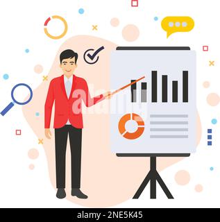 Graph banner business training icon, simple style Stock Vector Image ...