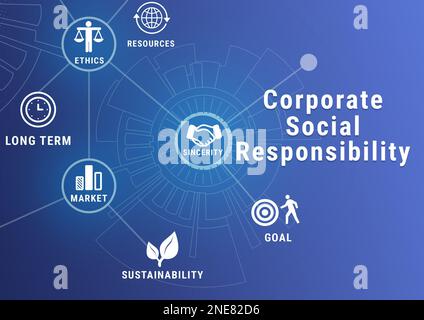 Corporate social responsibility infographic on beige background ...