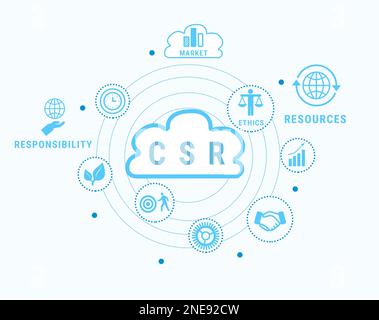 Corporate social responsibility infographic on light blue background ...
