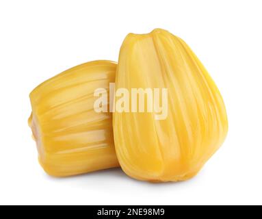 Delicious exotic jackfruit bulbs on white background Stock Photo - Alamy