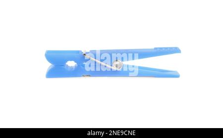 Bright light blue plastic clothespin isolated on white Stock Photo - Alamy
