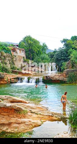La Pesquera poza or natural pool in Beceite, Teruel, Aragon, Spain ...