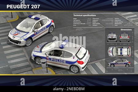 Infographic of the technical characteristics and dimensions of the ...