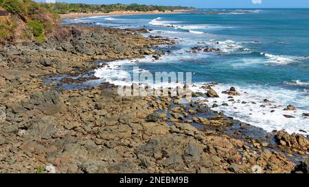 Picturesque coastal line with Playa Los Destiladeros at the horizon as ...