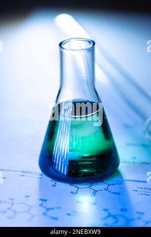 Chemical tubes with reaction formulas Stock Photo - Alamy
