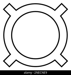 Universal currency sign black outline isometric view isolated on white ...